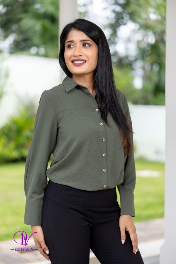 Long Sleeved Button Up Shirt Blouse La Vivente