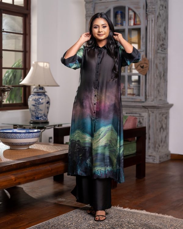 The Aurora Print Longline Shirt Tunic and Pant Set - La Vivente